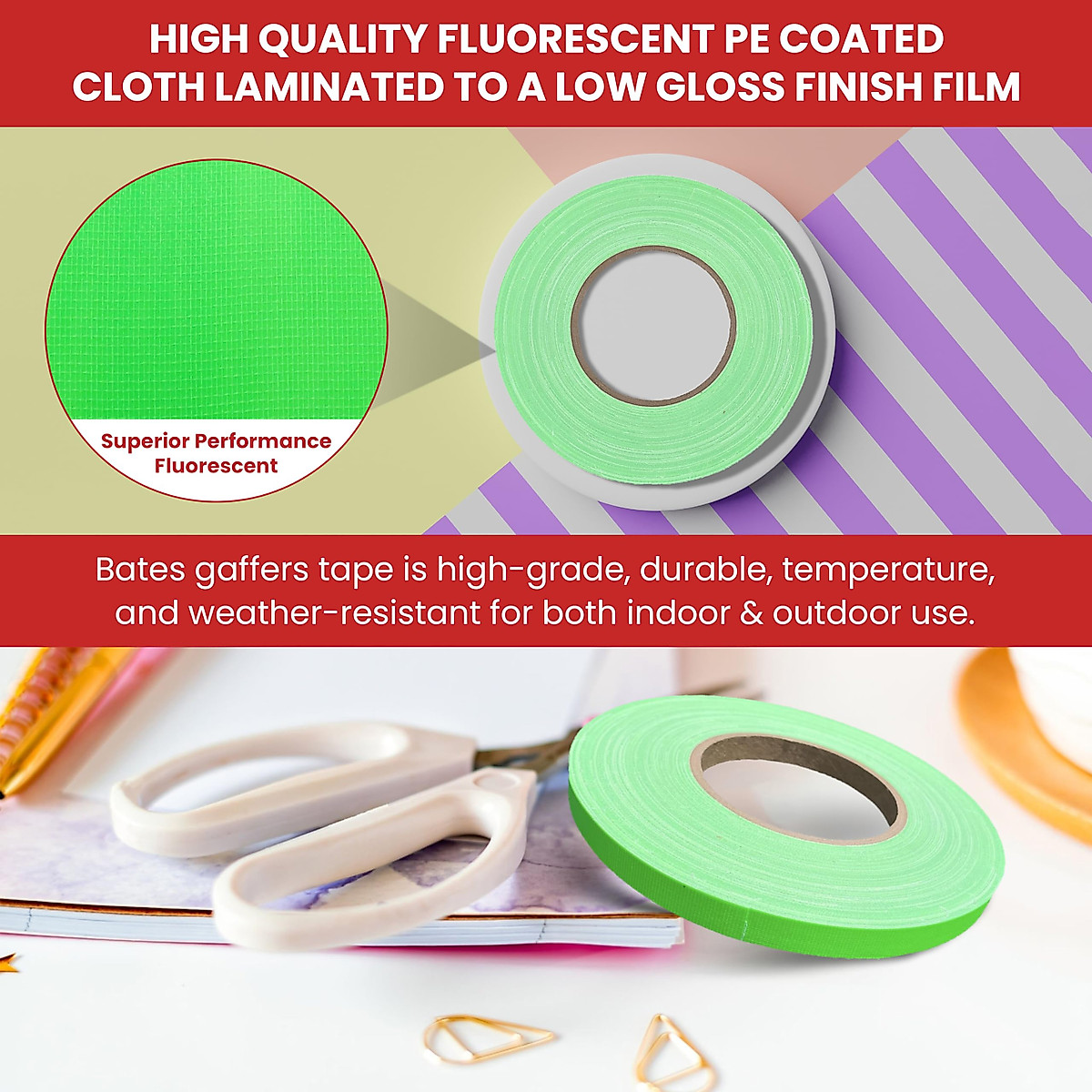 T.R.U. CGT-80F Superior Performance Fluorescent Gaffers/Spike Tape Laminated with Rubber Adhesive.60 Yards. (Fluorescent Pink, 1/2 in.)