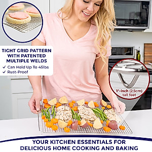 KITCHENATICS Half Sheet Cooling Rack for Cooking & Baking, Stainless Steel Baking Rack & Wire Rack, Bacon Grill Rack for Oven, Heavy-Duty Wire Cookie Cooling Rack fits Half Sheet Pan, 11.8" x 16.9" IN