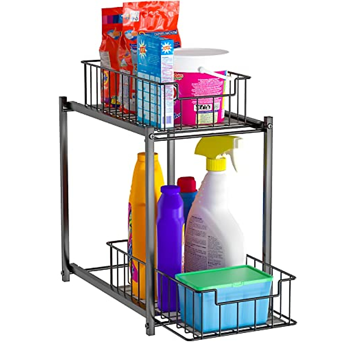 MaraFansie Under Sink Organizers and Storage Pull Out Organizer Kitchen Cabinet Rack with Sliding Drawers, Black