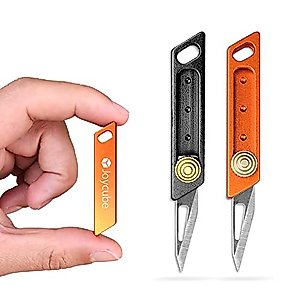 Joycube 2-Pack Mini Utility Knife Box Cutter, Compact Retractable Package Letter Opener, Small Pocket Knife EDC Cutting Tool (Black/Orange)