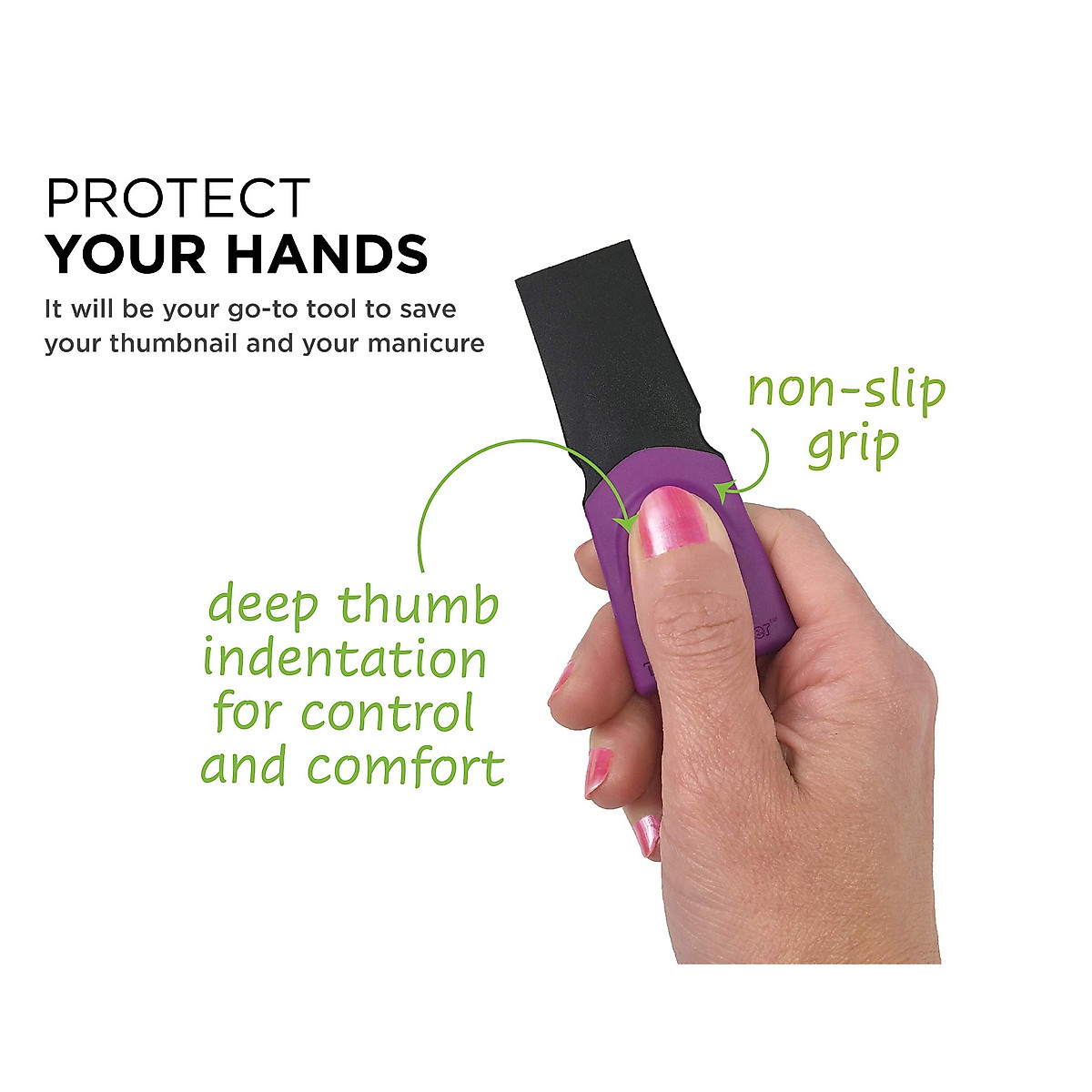 FusionBrands Thumb Scraper Tool, 2 Pack – Save Your Manicure – A Multi-Use Plastic Scraper, Ideal for Removing Price Stickers, Tags, Wax, Grime, Gum and More – Nylon with Non-Slip Grip