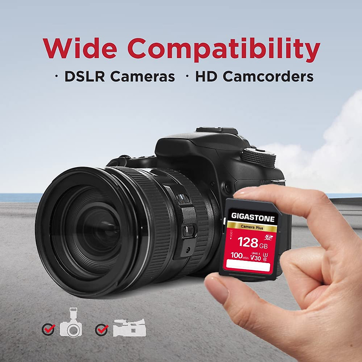 Gigastone 128GB 5-Pack SD Card, Camera Plus, V30 U3 SDXC Memory Card High Speed UHD Video Compatible with Canon Nikon Sony Panasonic Digital Camera, with 5 Mini case