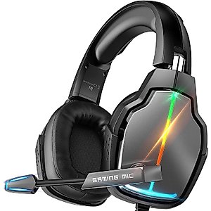 Tatybo New Gaming Headset for PC PS4 PS5 Xbox One Switch, Stereo PS4 Headset with 90° Rotatable Earpads, Noise-Cancelling Mic