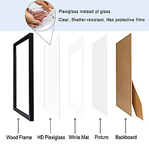 8x8 Picture Frames Black Display Picture Frame 6x6 Solid Wood with Mat Wooden Square Photo Frame for Wall Hanging or Table Top Home Decoration-8x8 Black