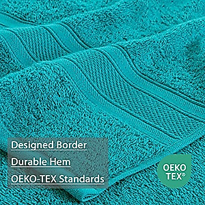 TRIDENT 6 Piece Bath Towels Set for Bathroom - 2 Bath Towel, 2 Hand Towel, 2 Washcloth 100% Cotton Soft and Plush Highly Absorbent, Soft Towel for Hotel & Spa - Aqua Green Teal