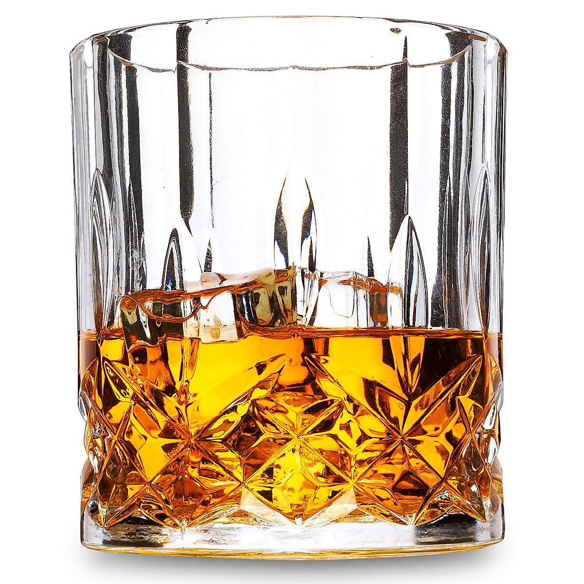 LANFULA Crystal Whiskey Glass, Premium Old Fashioned Glasses Set of 4 In Gift Box. Rocks Tumbler for Drinking Scotch Bourbon Cocktail Whisky 10oz
