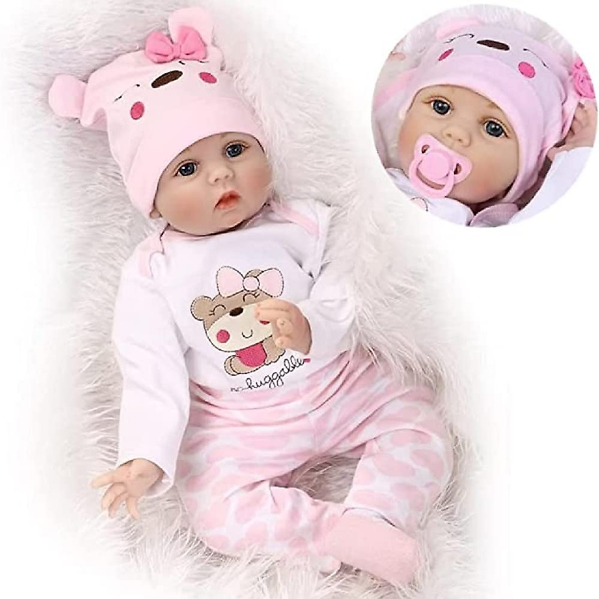 kgniess me Lifelike Reborn Baby Dolls - 22 Inches Realistic Reborn Girl Doll Soft Vinyl Newborn Baby Doll That Look Real, Best Toy for Kids Ages 3+