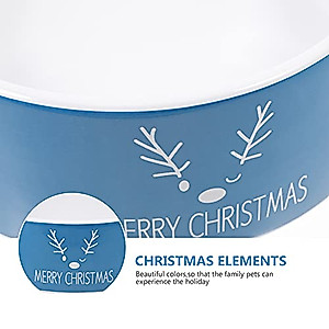 Ceramic Dog Bowls Christmas Pet Food Bowl Cat Feeder Bowl Pet Food Water Feeder for Dog Cat Puppy Kitten ( Color : Blue )