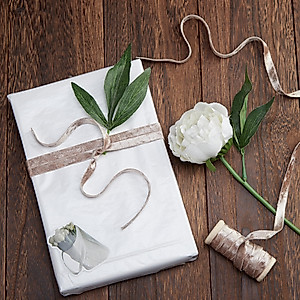 Keypan Velvet Champagne Ribbon Double-Sided Handmade Glossy Fabric Trim Wooden Spool Thin Ribbons for Christmas Tree Gift Wrapping Crafts Wedding Flower Bouquet 3/8 inch x 5YD 3 Rolls