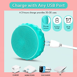 AUROARC Sonic Facial Cleansing Brush, Upgraded Silicone Face Scrubber for Cleaning and Exfoliating, Waterproof Face Wash Brush for Women