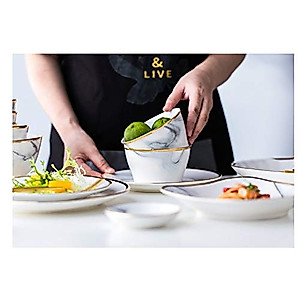 ZLDGYG Christmas Bowl Dish Set Nordic Wind Ceramics Phnom Penh Marble Tableware Set Bowl Soup Dishes And Dishes for Household Use (Color : 42 sets)