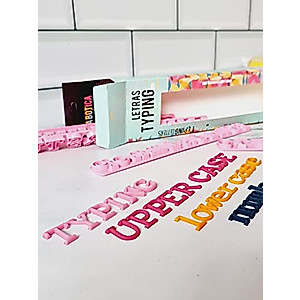 La Botica Makers Typing Alphabet Biscuit Fondant Cake, Cookie Stamp Impress Embosser Cutter Mold - 1.10 Inches Blue, 8-Pack