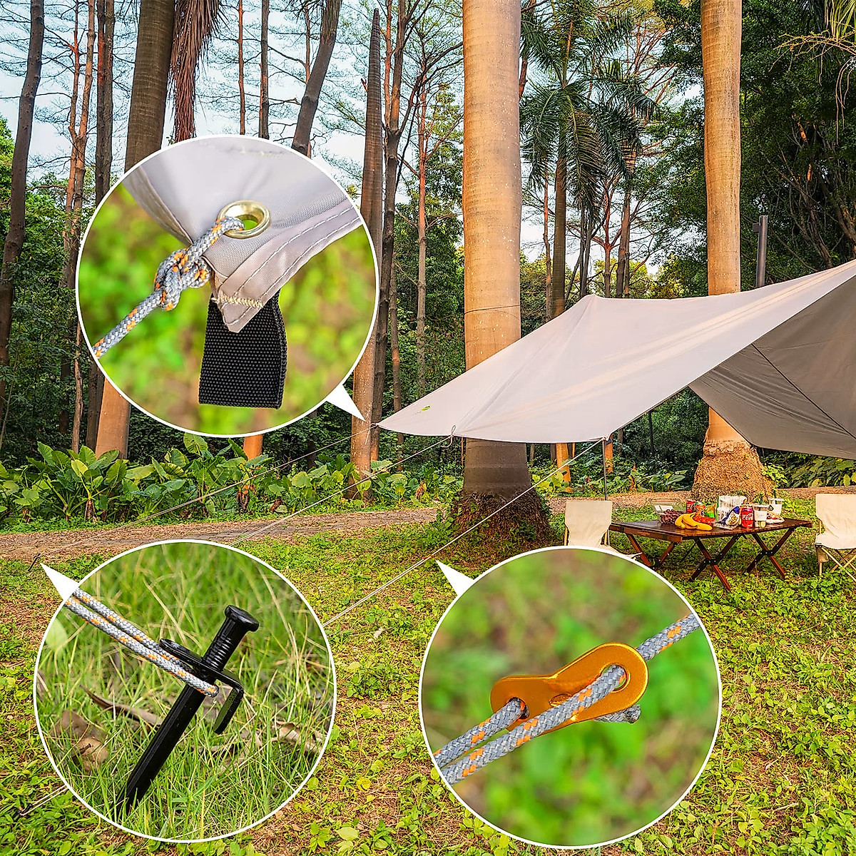 HEYTRIP 10PCS 12Inch Heavy Duty Tent Stakes with 13ft Reflective Guy Lines and Storage Bag, Outdoor Camping Pegs for Tent Tarp Canopy