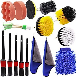 Sunxeke 16Pcs Car Detailing Brushes Cleaning kit Automotive Cleaning Tools Set for Interior,Air Vents,Dashboard,Exterior,Wheels, etc.N-023