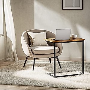 Pipishell C Shaped End Table 27 inches High, Side Table for Couch Slide Under, C Table Sofa Side End Table for Living Room PIET06