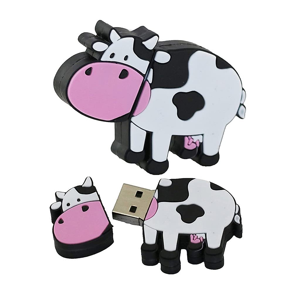 4GB Cow Shape USB Memory Stick USB 2.0 Data Storage Pen Drive with Lanyard Thumb Flash Drives USB Drive (White)