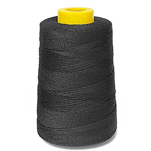 Young Hair Thick Human Hair Sewing Thread with 3pcs Curl Needles Wig Making Thread 1000 Yards (Black)