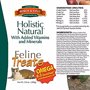 Bench & Field Holistic Natural Healthy Kitty Cat Treats | Crunchy Fish-Shaped Bites | Delicious Seafood Flavored Snack, 3-Ounce (Pack of 3 Bottles)