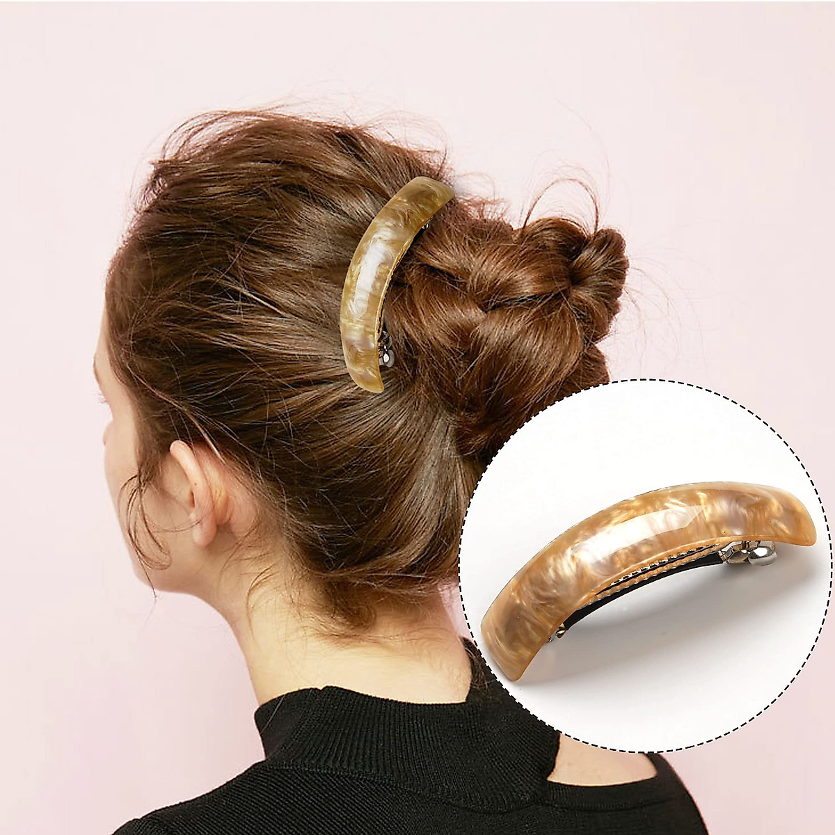 12pcs Retro Acrylic Hair Barrettes Automatic Large Hair Clip Elegant French Design Barrettes for Women Ladies (Retro Color)