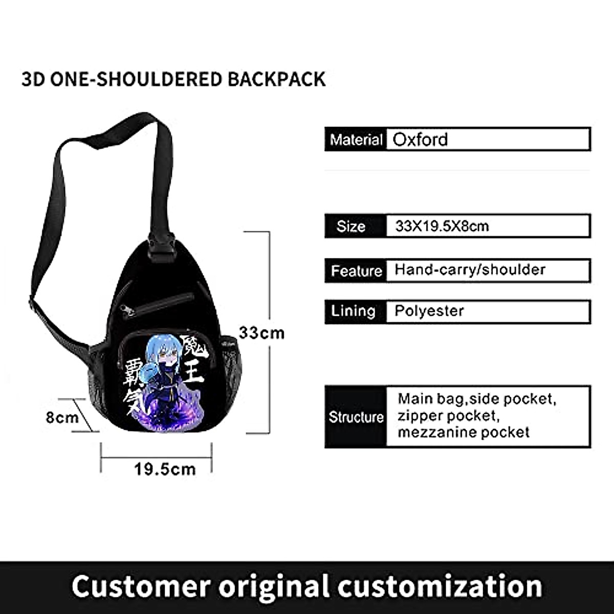 That Time I Got Reincarnated as a Slime Merch Satchel Oxford backpack Teenager Bag Travel Backpack (6)