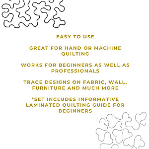 Quilting Stencils for Machine and Hand Quilting - 2 Quilting Stencils for Background Patterns - Heart Stipple, Large Stipple Plastic Quilt Stencil Set with Guide
