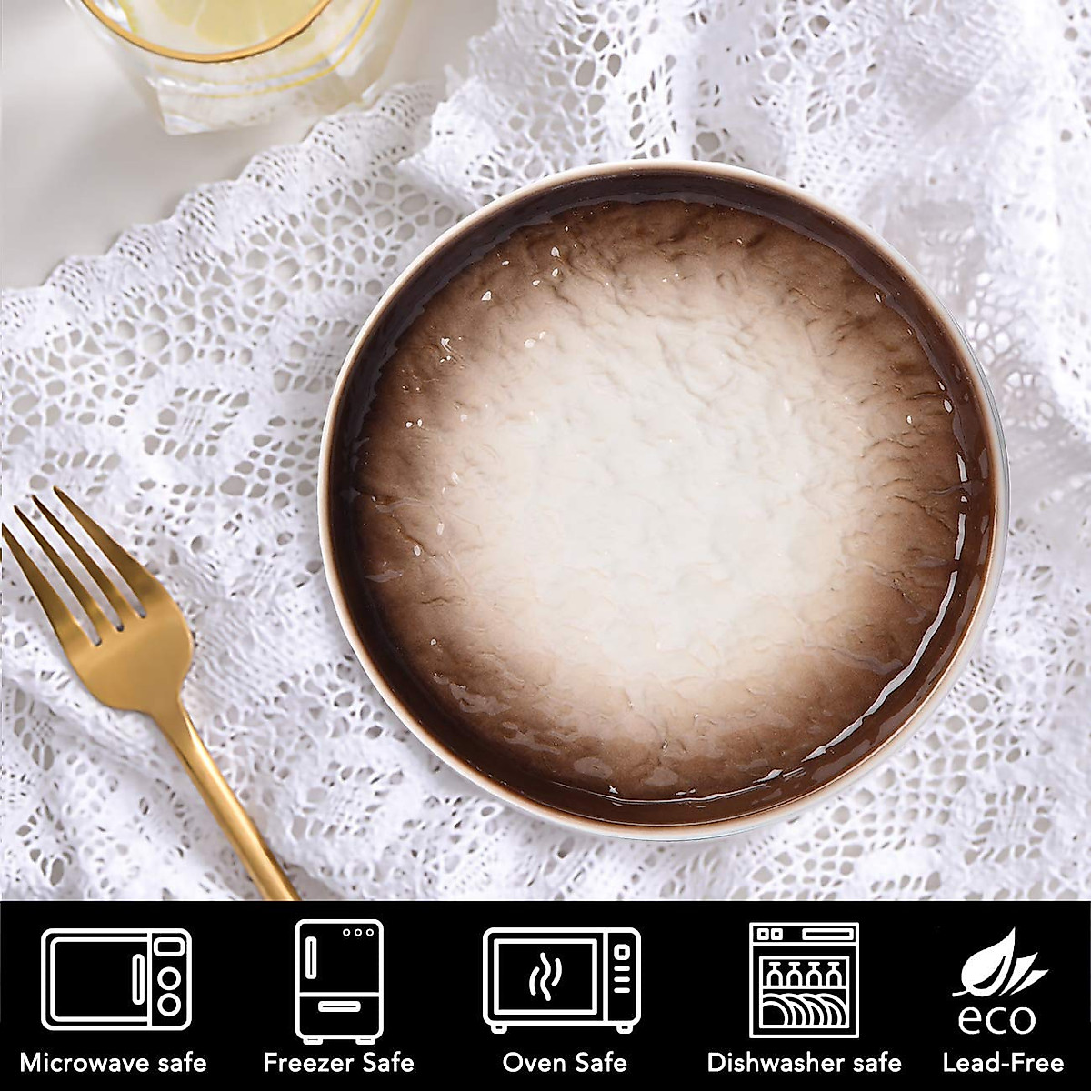 Eglaf 6'' Ceramic Small Appetizer Plates - Porcelain Gradient Water Wave Embossed Texture - Dessert Plates for Tea Party, Cake, Ice cream, Waffles, Apple Pie, Snacks (Set of 6-3 Colors Mix)