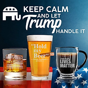 Patriot's Cave 45TH PRESIDENT WHISKEY GLASS | MAKE LIBERALS CRY AGAIN | RESTAURANT HEAVY CHIP RESISTANT 11OZ ROCK GLASSES | MADE IN USA