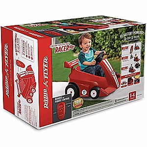 Radio Flyer Grow With Me Racer, Kids Battery Powered and Remote Control Ride On Toy, Red Toddler Ride On Toy For Ages 1.5-4 Years