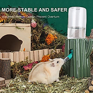 BUCATSTATE Cactus Ceramic Leakproof Hamster Water Bottle Guinea Pig Water Bottles Rabbit Water Bottle with Holder Water Feeder for Small Animals