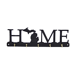 Michigan Home State Key Holder Hanger Rack Rustic Wall Decor - Entryway Jewelry Organization Housewarming New Home Realtor Gift