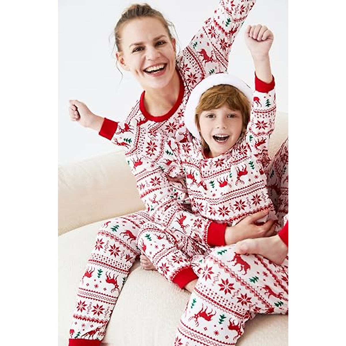 PATPAT Family Christmas Pajamas Matching Sets Reindeer and Snowflake Patterned Sleepwear Xmas Holiday PJS Set Women X Large