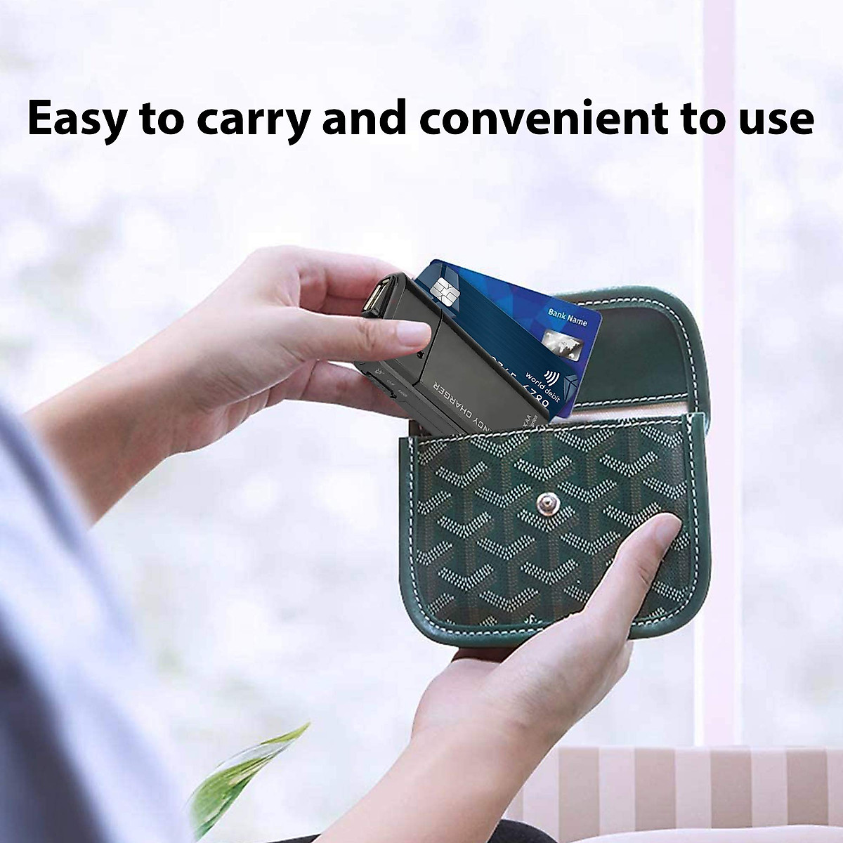 Success4Sport Portable AA Battery Travel Charger Works for Asus ZenPad Z10 and Emergency Re-Charger with LED Light! (Takes 2 AA Batteries,USB-C) [Black]