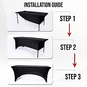 Leoa's Lux 2 Pcs Black Spandex Table Covers 6ft Fitted Tablecloth Stretch for Standard Folding Tables - Elastic Rectangular Wrinkle Resistant Massage Table Clothes for 6 Foot Rectangle Tables