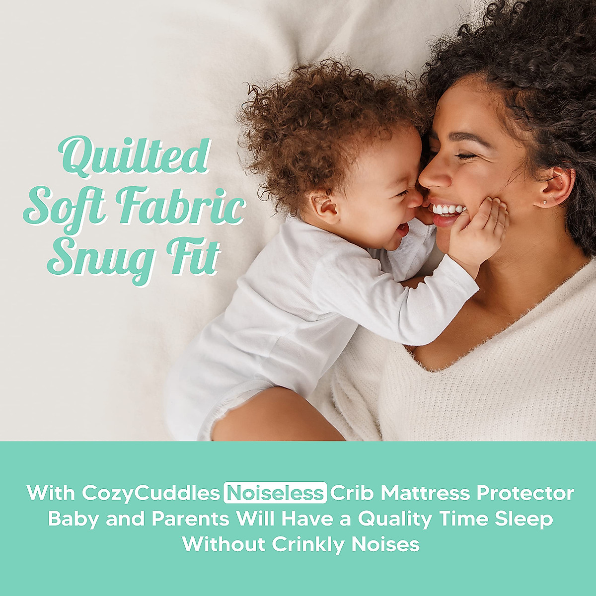 COZYCUDDLES Premium Zippered Quilted Waterproof Crib Protector Cover - All 6-Sides Waterproof Fully Encasement - Standard Baby Crib Toddler Bedding (52" x 28"), White, ‎CC-01