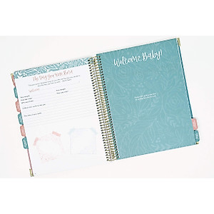 bloom daily planners New Pregnancy and Baby's First Year Calendar Planner & Keepsake Journal with Stickers - Hardcover Scrapbook Memory Book Organizer - Undated - 8” x 10" - Green & Pink