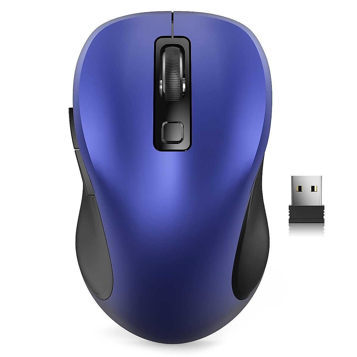 Trueque Wireless Mouse for Laptop, 2.4GHz Ergonomic Computer Mouse with Back & Forward Buttons, 3-Level DPI, 6 Buttons, Optical USB Cordless Mice for Windows Chromebook MacBook PC (Blue)