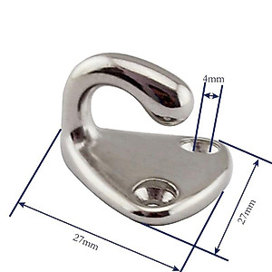 5pcs 316 Stainless Steel Boat Eye Fender Hook, Silver Mini Pad Eye Marine Sailing 27mm x 27mm Boats Accessories