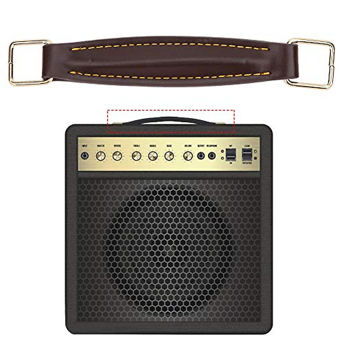 Vintage Style Guitar Amplifier Handle PU Leather Speaker Handle for Guitar Speaker(Brown)