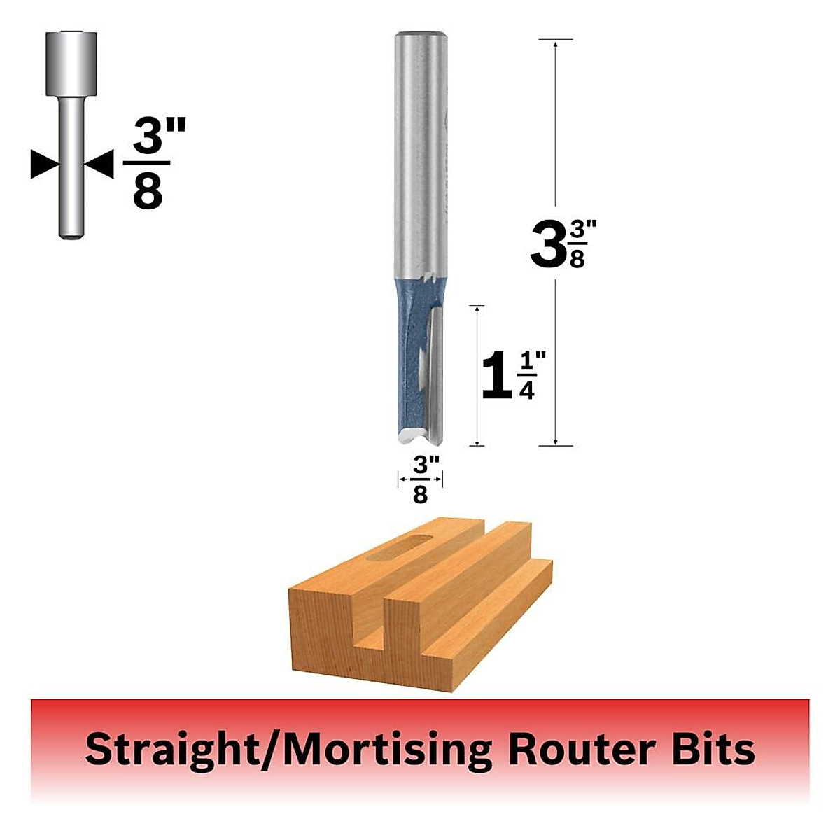 Bosch 85228M 3/8 in. x 1-1/4 in. Carbide Tipped 2-Flute Straight Bit