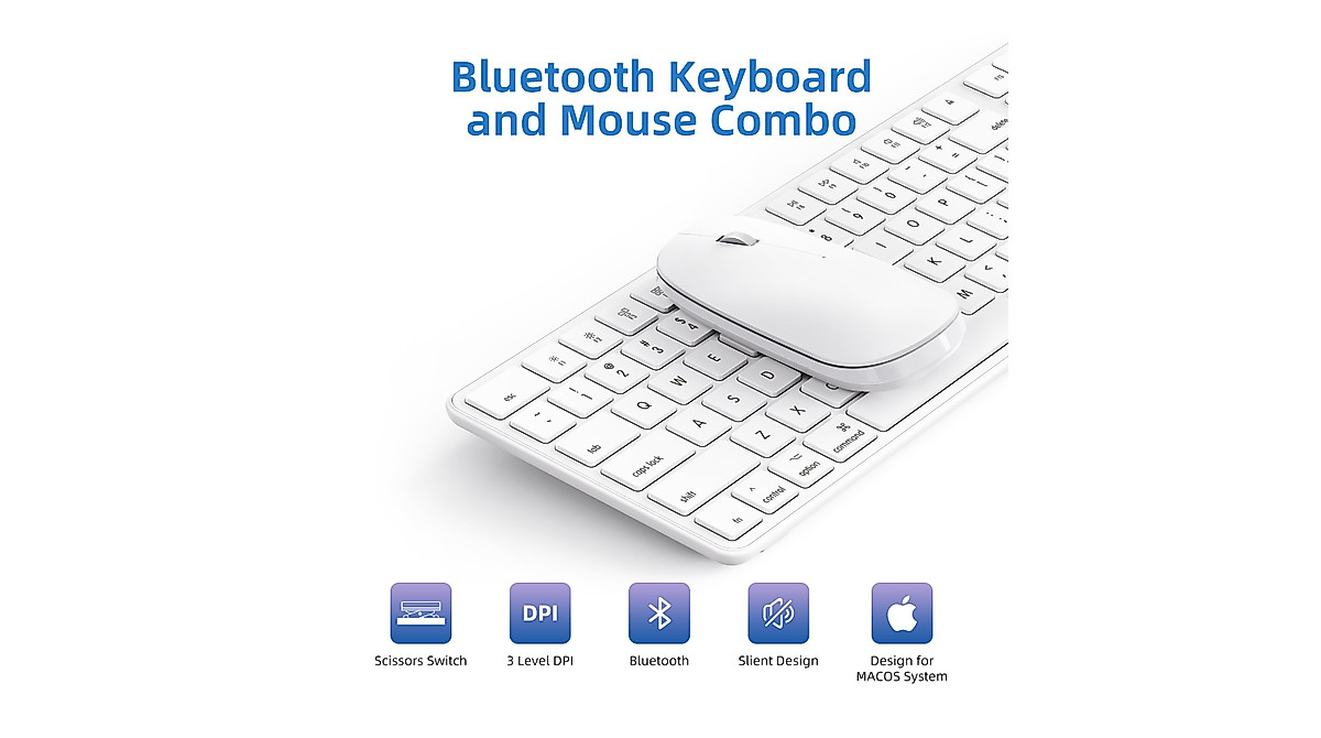 OMOTON Keyboard and Mouse for Mac, OMOTON Wireless Keyboard and Mouse Combo, Multi-Device ...