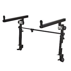Knox Gear Z-Style Two Tier Electronic Keyboard Piano Stand (Version 2) Bundle (2 Items) - Sturdy Height & Width Adjustable Keyboard Stand - Professional Digital Keyboard Piano Stand or Synth Stand