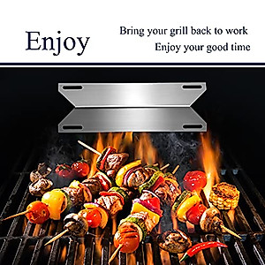 Boloda BBQ Gas Grill Replacement Parts, Stainless Steel Heat Plate Shield Burner Cover Heat Tent for Nexgrill 720-0439, 720-0582B, Kirkland 720-0439, Members Mark 720-0582B, 15-3/8" x 5 1/8"