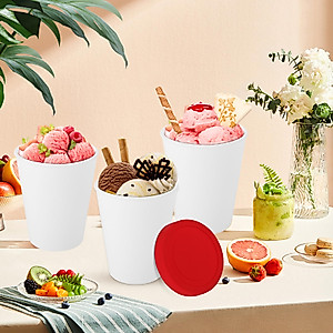 WOPPLXY 6 Pack Ice Cream Containers, 8Oz Freezer Storage Tub with Silicone Lids, Reusable Ice Cream Storage Containers for for Homemade Ice Cream, Sorbet, Dessert - Blue, Red, Green, Orange