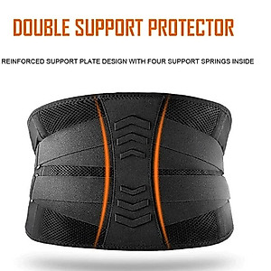 UOOD Low Back Support Belt - Lumbar Support Brace with Reinforcing Springs - Adjustable Elastic Men Womens Belt Sport Lumbar Brace, Pain Relief and Injury Prevention Relieves Pain (Size : L)