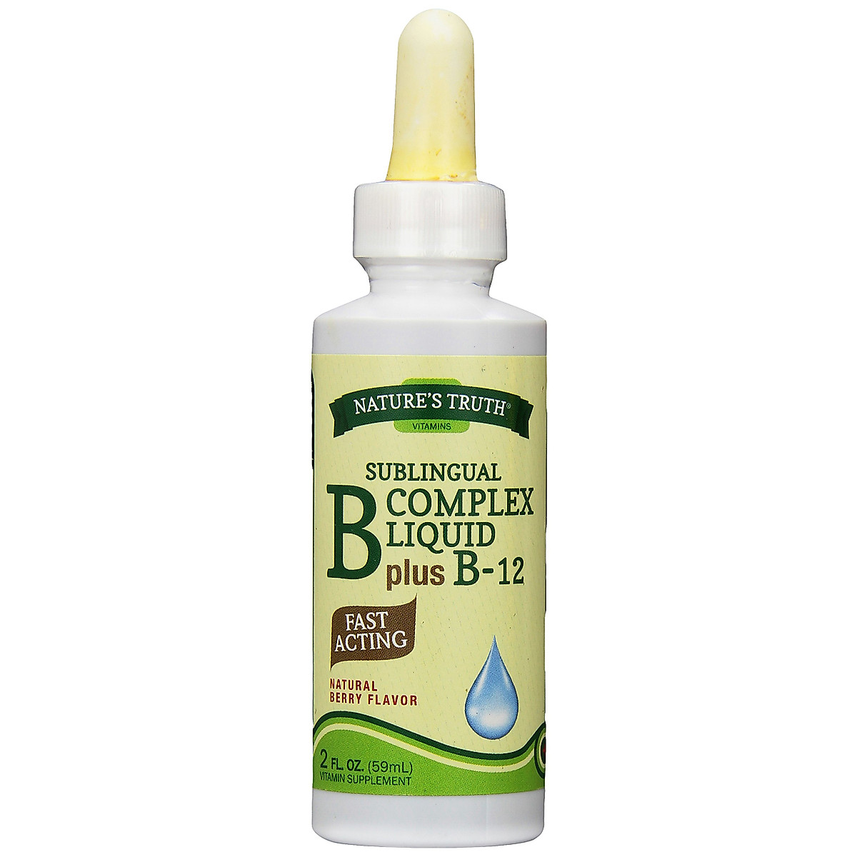 Nature's Truth Sublingual Vitamin B Complex Plus B-12 Fast Acting Flavored Liquid, Natural Berry Flavor, 2 Fluid Ounce (Pack of 3)