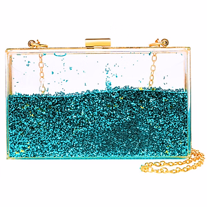 JeVenis Womens Transparent Sequins Chain Clutch Evening Handbag Party Cross-body Purse (New Green)