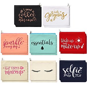 Weewooday 16 Packs Make up Bags Bulk Multicolor Funny Canvas Makeup Bags Travel Cosmetic Bags Inspirational Makeup Pouch with Zippers Cotton Toiletry Bags Make up Pouches for Women(Glitter Pattern)