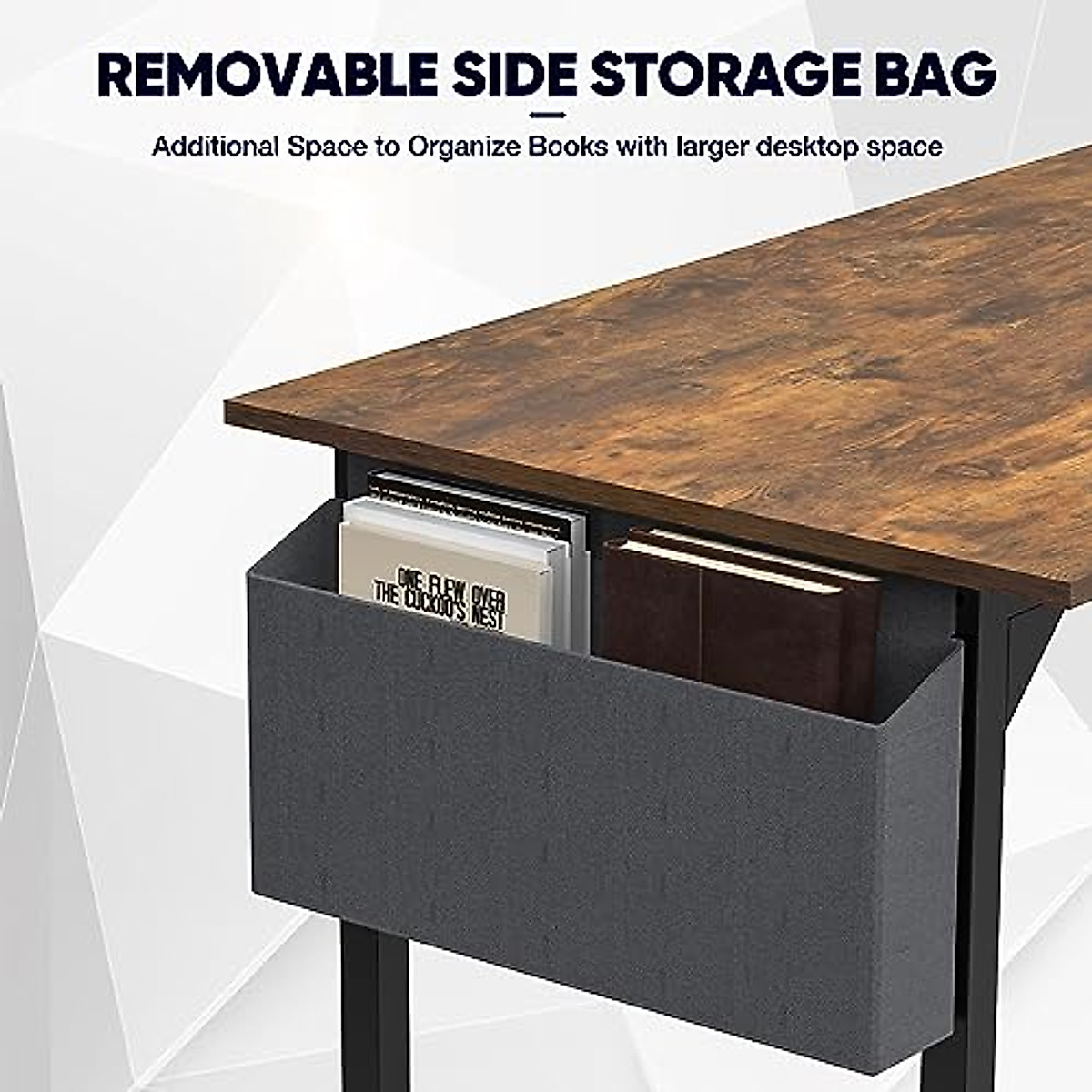 Computer Desk - 47 Inch Office Desk, Modern Desk with Storage, Wood Writing Desk, Corner Desk for Small Space, Executive Work Desk, Home Desk for Bedroom