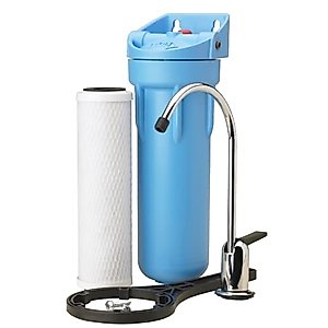 Pentair OMNIFilter CBF1 Water Filtration System, 10" Single-Stage Under Sink Filter System, Includes Housing, CB1 Carbon Cartridge, Faucet, Pressure Relief Valve, Wrench and All Hardware, 0.5 Micron