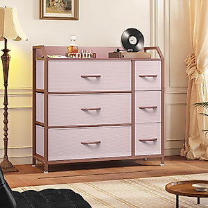 YITAHOME Dresser with 6 Drawers - Fabric Storage Tower, Organizer Unit for Bedroom, Living Room, Hallway, Closets (Rose Gold)
